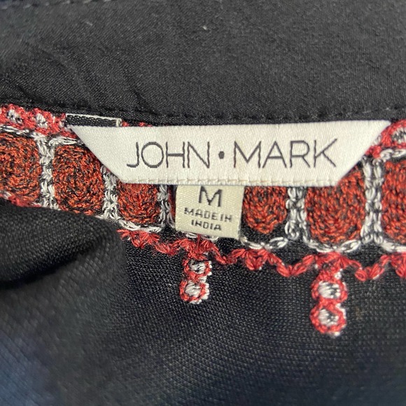 John Mark | Tops | John Mark Black Velvet Embroidered Red Boho Top ...
